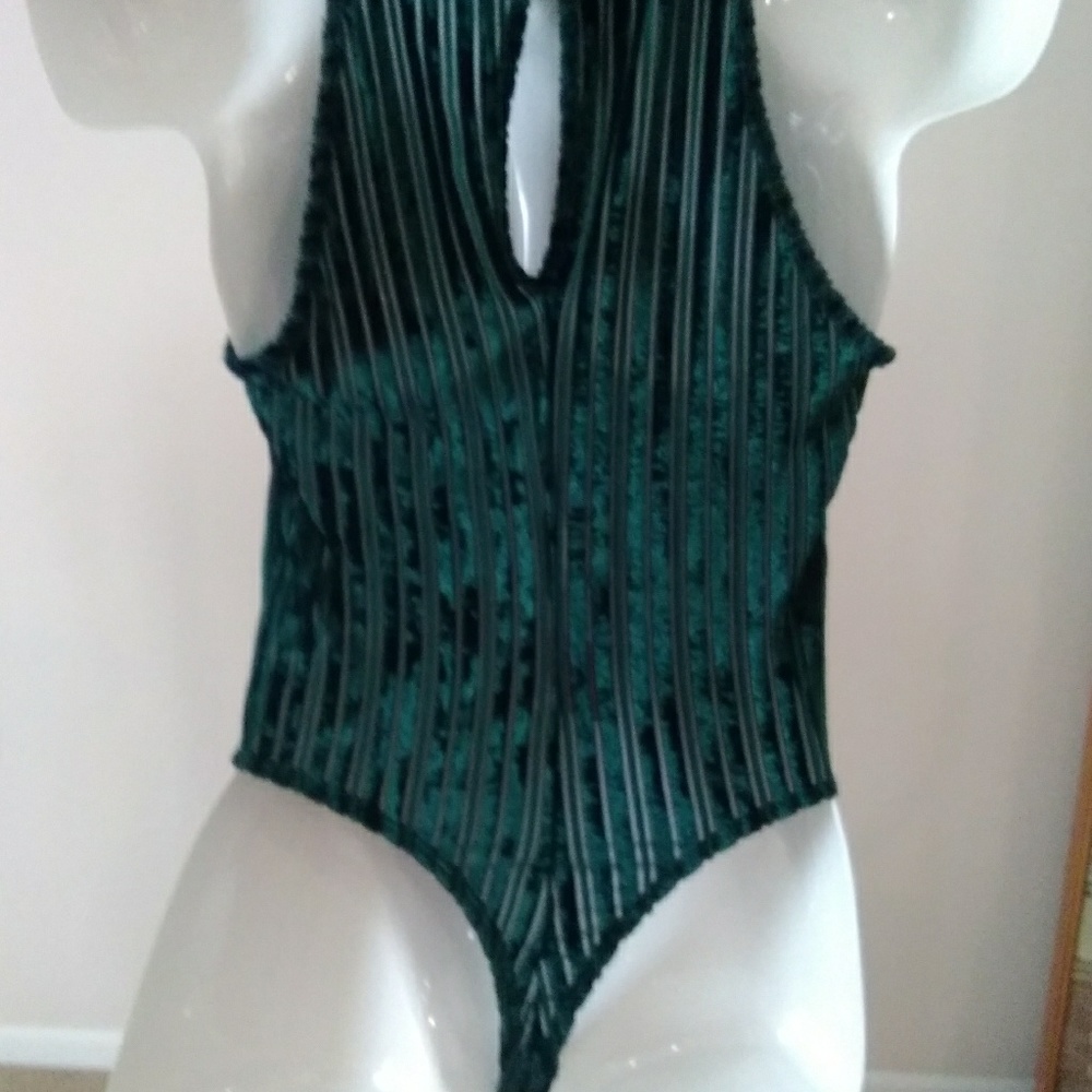 Shirley Of Hollywood Velour Striped Teddy Nwot - Gem